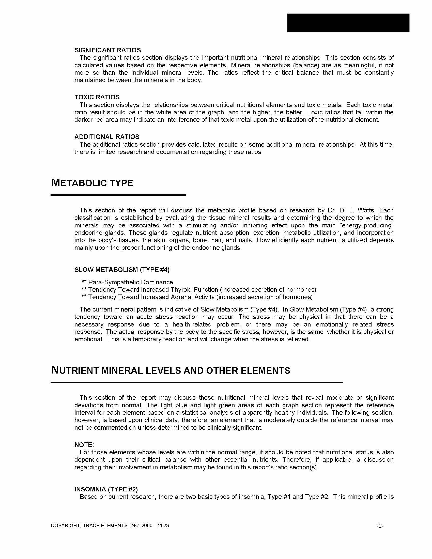 Laboratory Sample Report | Hair Mineral Analysis