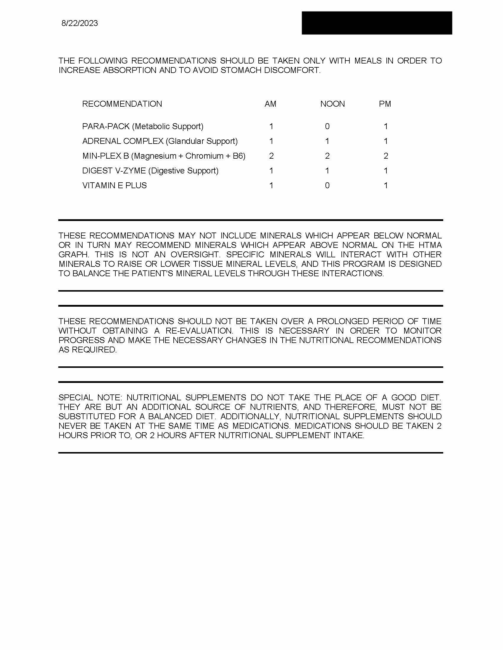 Laboratory Sample Report | Hair Mineral Analysis